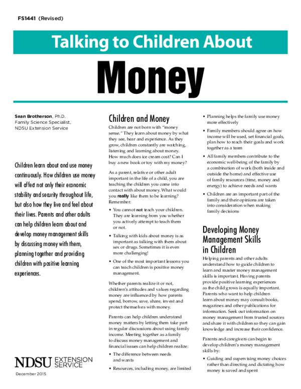 (PDF) Talking to children about money