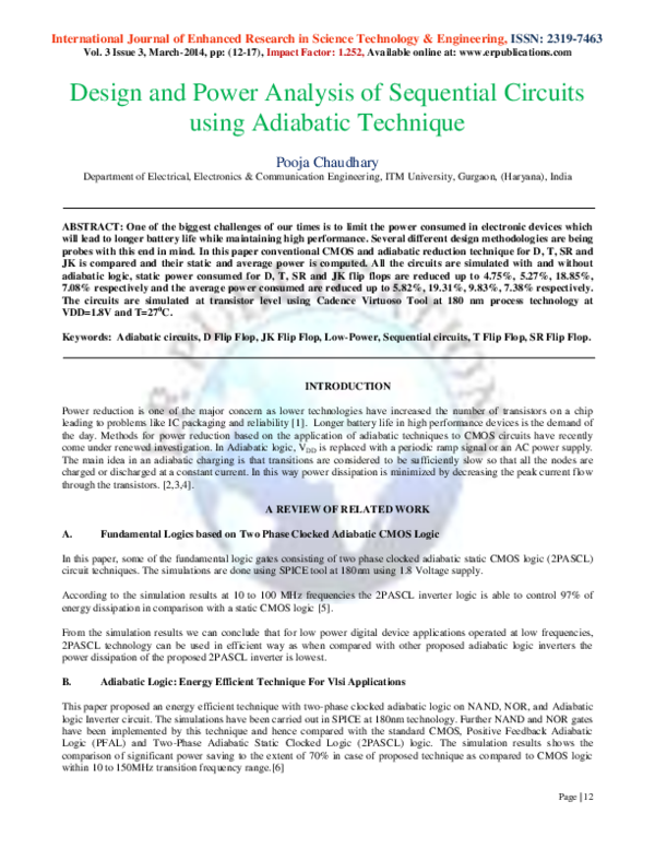 Pdf Design And Power Analysis Of Sequential Circuits Using Adiabatic