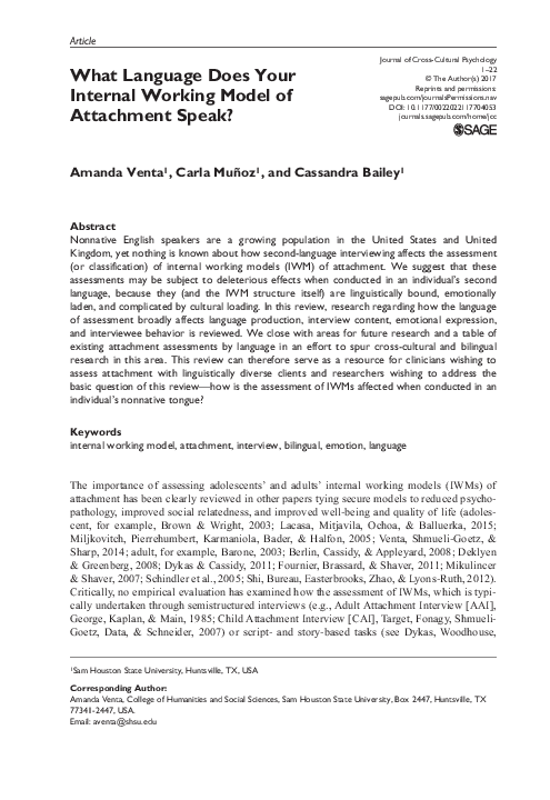 (PDF) What Language Does Your Internal Working Model of Attachment Speak?