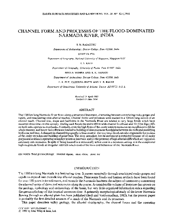 (PDF) Channel form and processes of the flood-dominated Narmada River ...