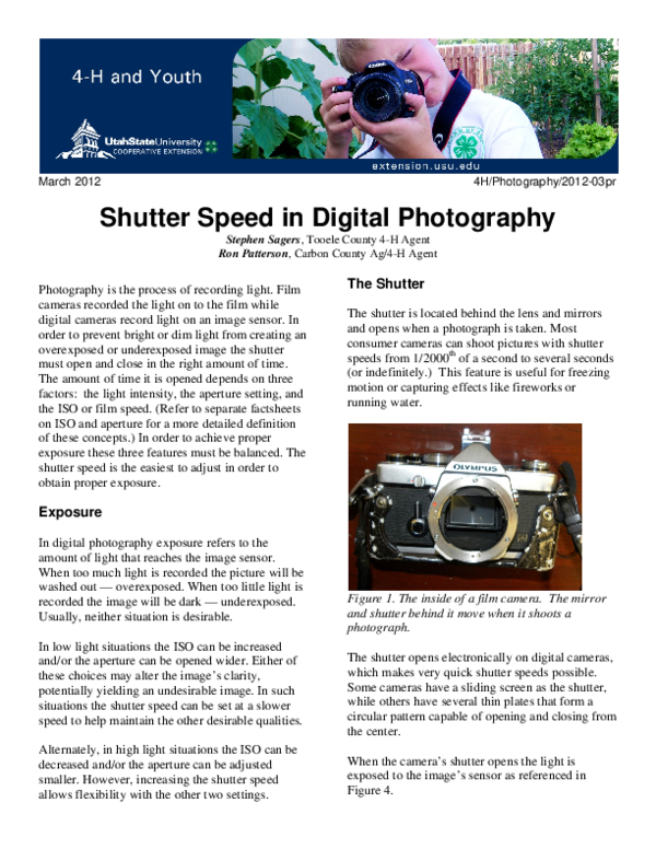 (PDF) Shutter Speed in Digital Photography