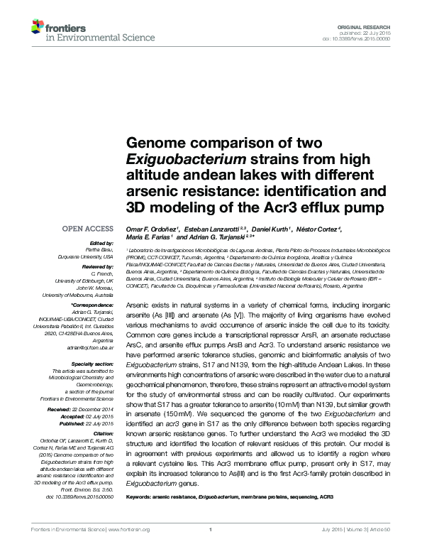 (PDF) Genome comparison of two Exiguobacterium strains from high ...