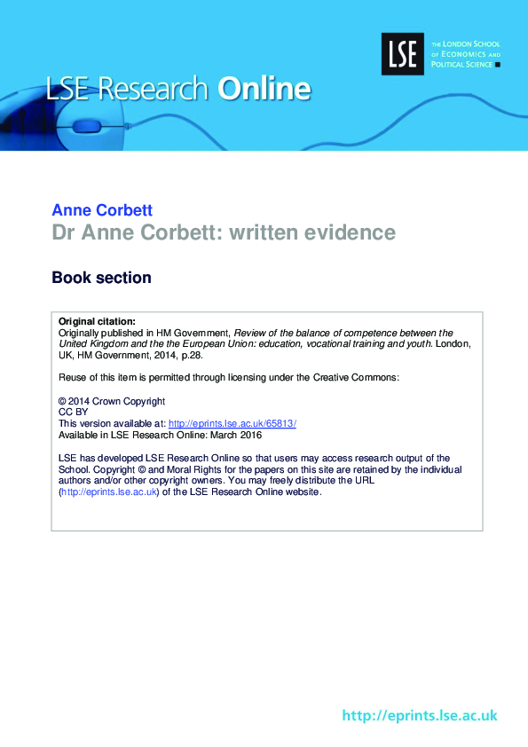 (PDF) Dr Anne Corbett: written evidence