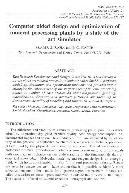 (PDF) Computer aided design and optimization of mineral processing ...