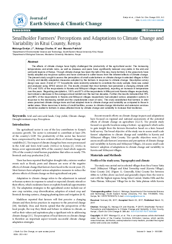 (PDF) Smallholder Farmers Perceptions and Adaptations to Climate Change ...