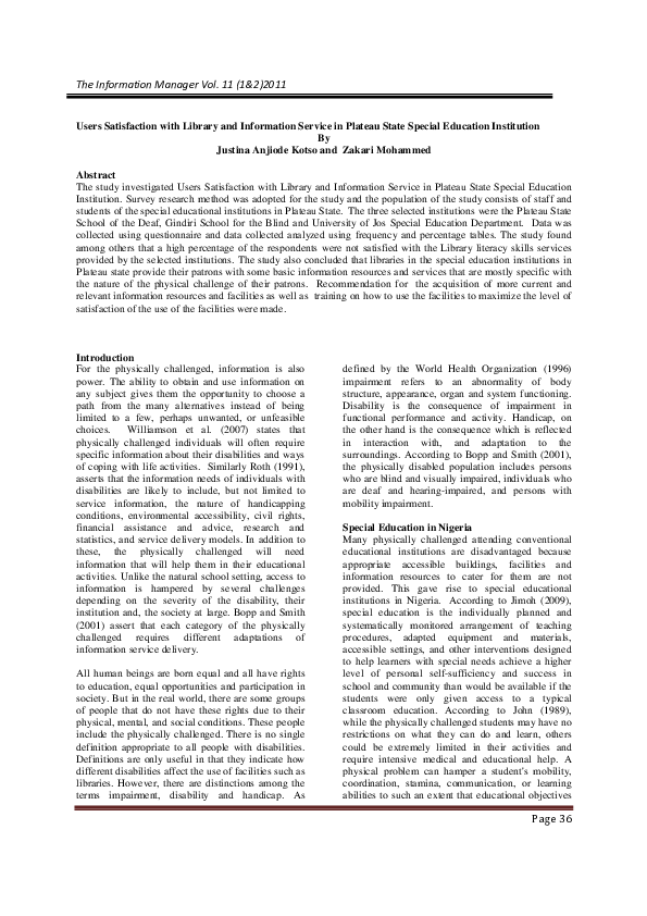 (PDF) User Satisfaction with Library Services in Plateau