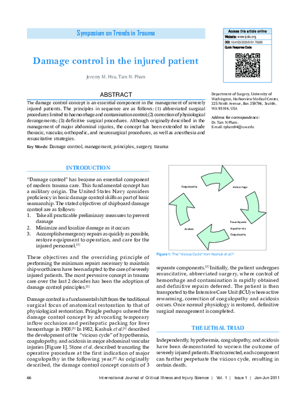 (PDF) Damage control in the injured patient