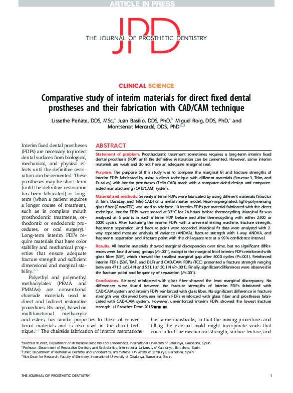 (PDF) Comparative study of interim materials for direct fixed dental ...
