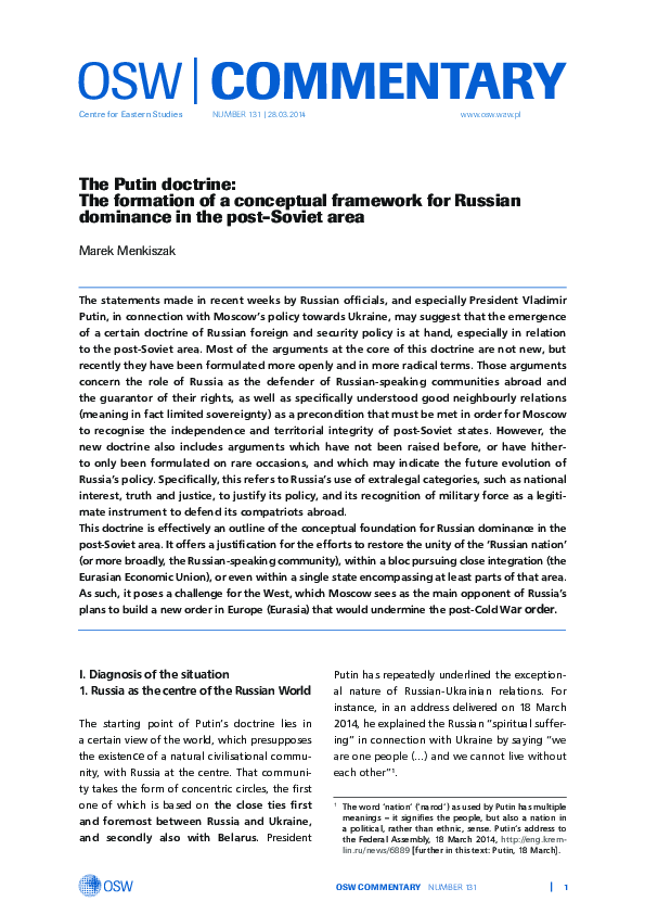(PDF) The Putin doctrine: The formation of a conceptual framework for ...