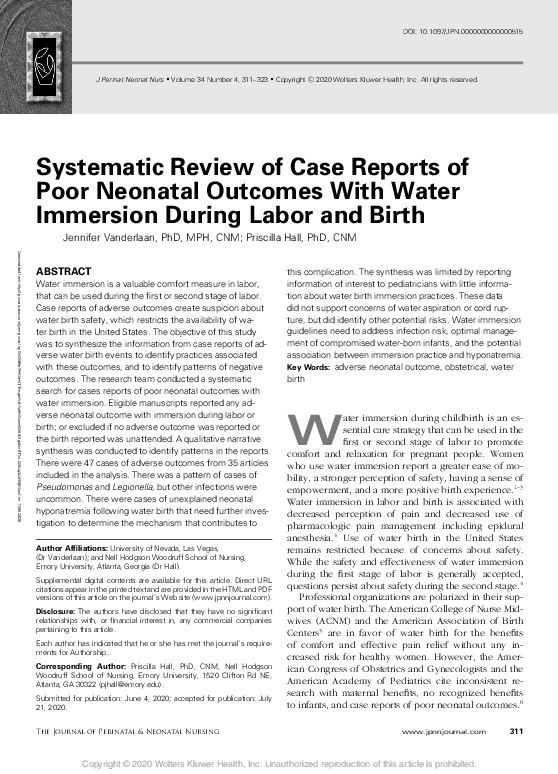 (PDF) Systematic Review of Case Reports of Poor Neonatal Outcomes With ...