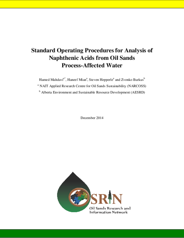 (PDF) Standard Operating Procedures for Analysis of Naphthenic Acids ...