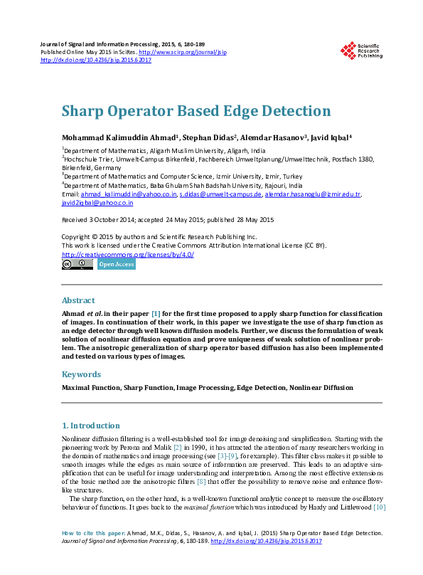 (PDF) Sharp Operator Based Edge Detection