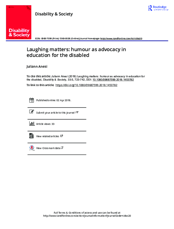 (PDF) Laughing matters: humour as advocacy in education for the disabled