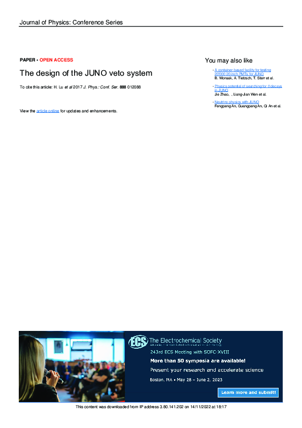 (PDF) The design of the JUNO veto system | E. Baussan - Academia.edu