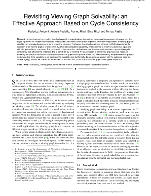 (PDF) Revisiting Viewing Graph Solvability: an Effective Approach Based on Cycle Consistency