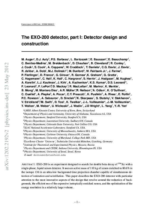 (PDF) The EXO-200 detector, part I: detector design and construction