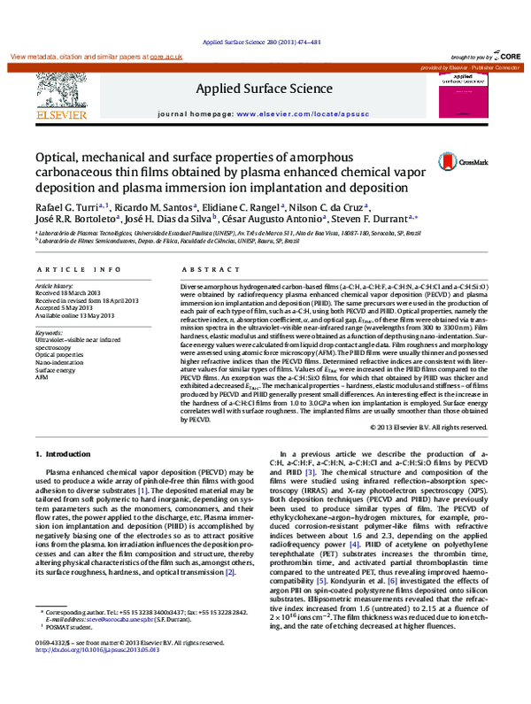 (PDF) Optical, mechanical and surface properties of amorphous ...
