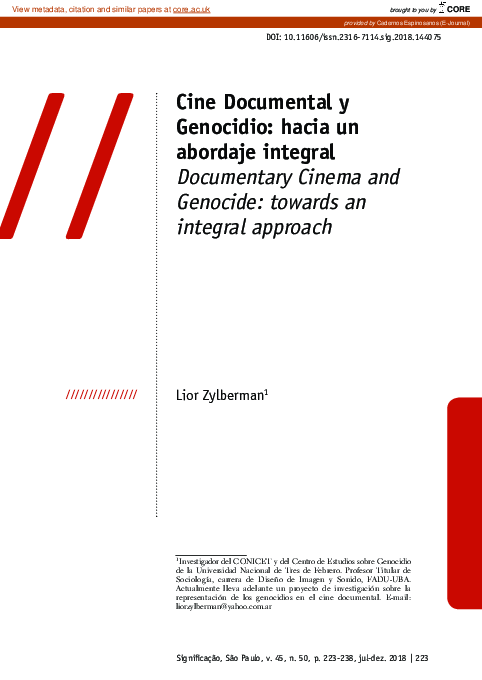 (PDF) Documentary Cinema and Genocide: towards an integral approach ...