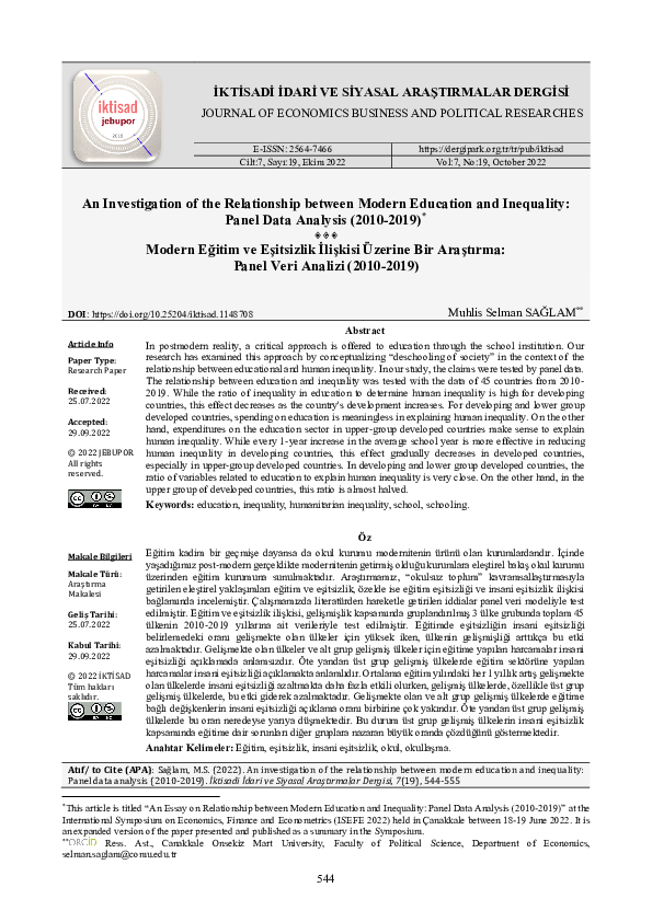 (PDF) An Investigation of the Relationship between Modern Education and ...