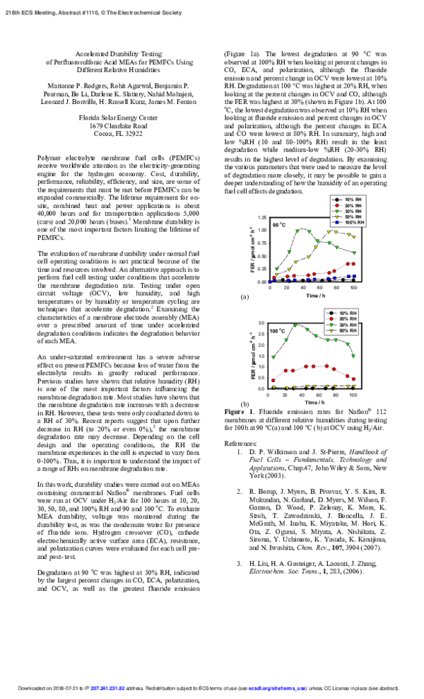 (PDF) Accelerated Durability Testing of Perfluorosulfonic Acid MEAs for ...