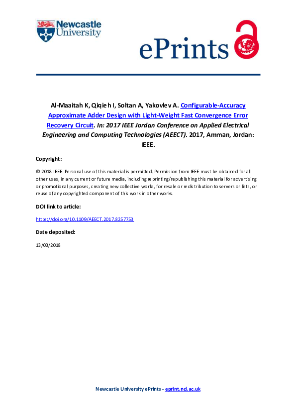 Pdf Configurable Accuracy Approximate Adder Design With Light Weight