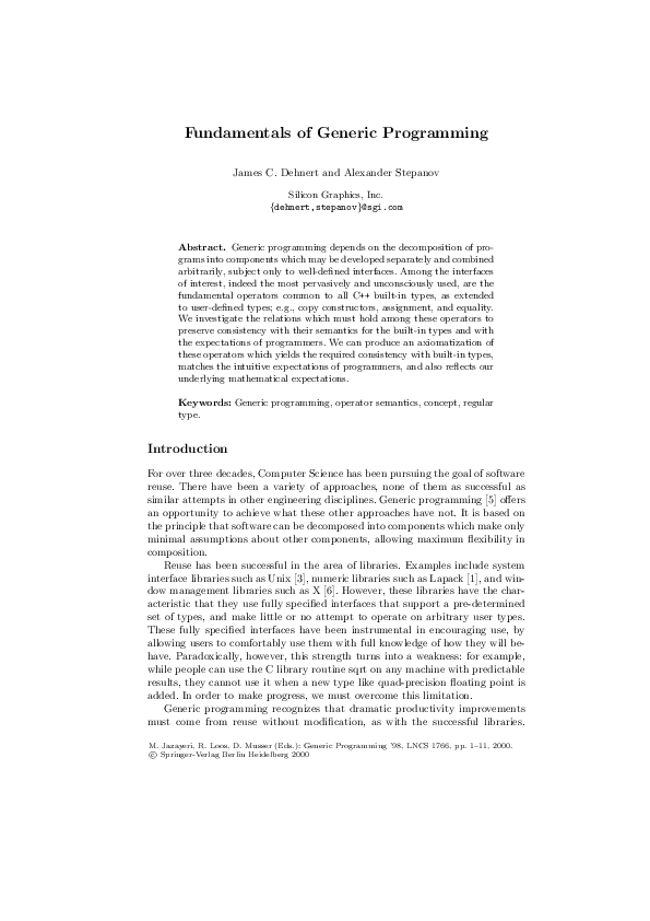 (PDF) Fundamentals of generic programming