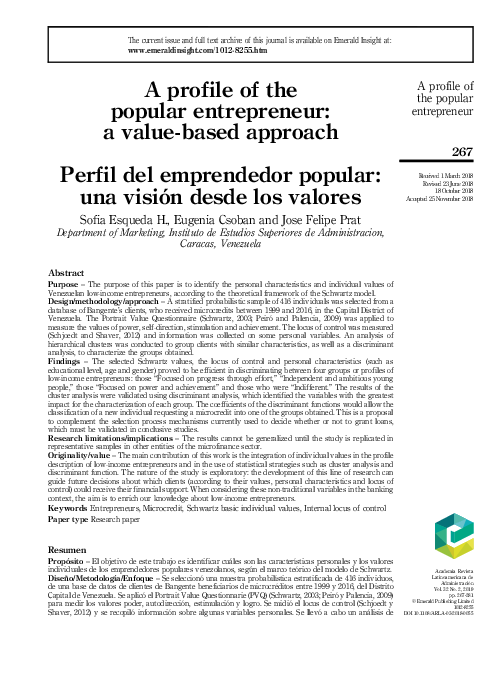 (PDF) A profile of the popular entrepreneur: a value-based approach