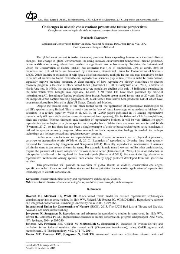 (PDF) Challenges in wildlife conservation: present and future perspectives
