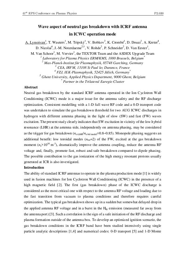 (PDF) Wave aspect of neutral gas breakdown with ICRF antenna in ICWC ...