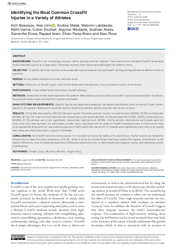 (PDF) Identifying the Most Common CrossFit Injuries in a Variety of ...
