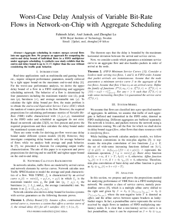 (PDF) Worst-case delay analysis of Variable Bit-Rate flows in network-on-chip with aggregate ...