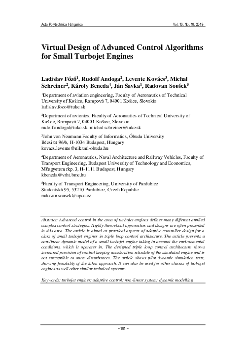 (PDF) Virtual Design of Advanced Control Algorithms for Small Turbojet ...