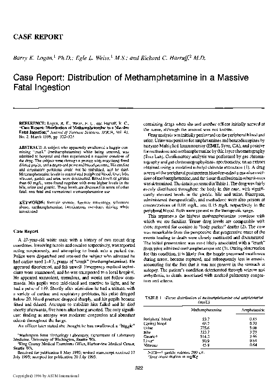 (PDF) Case Report: Distribution of Methamphetamine in a Massive Fatal ...