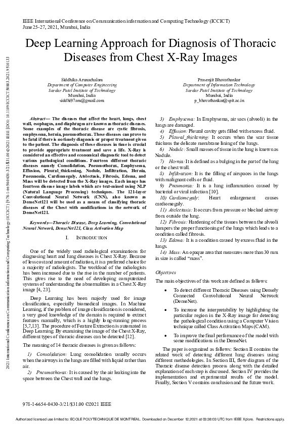 (PDF) Deep Learning Approach for Diagnosis of Thoracic Diseases from Chest X-Ray Images ...