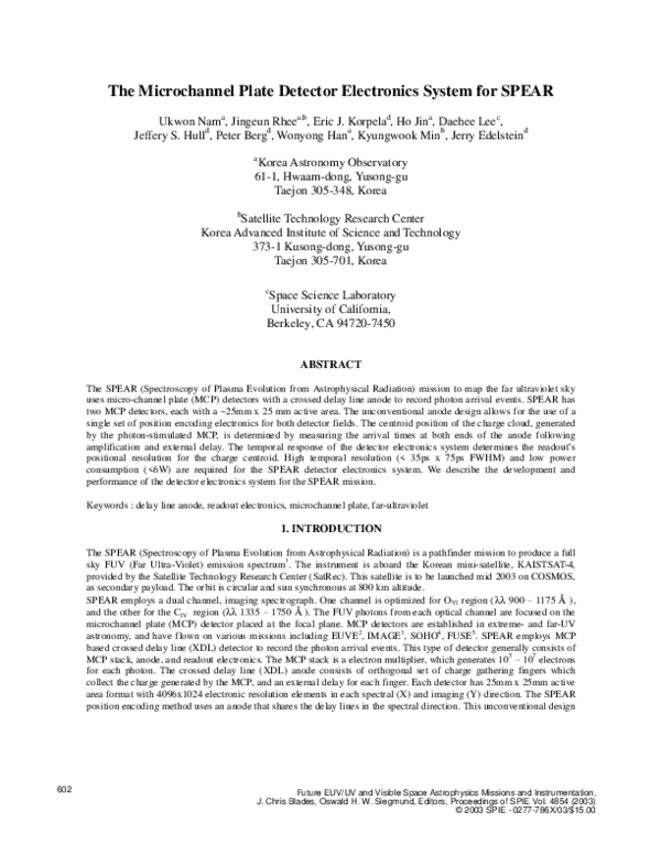 (PDF) The microchannel plate detector electronics system for SPEAR