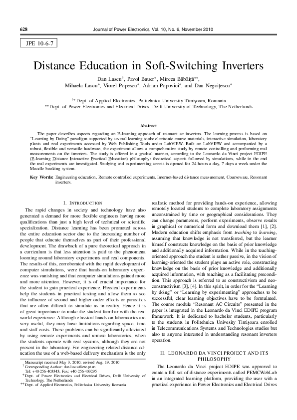 (PDF) Distance Education in Soft-Switching Inverters