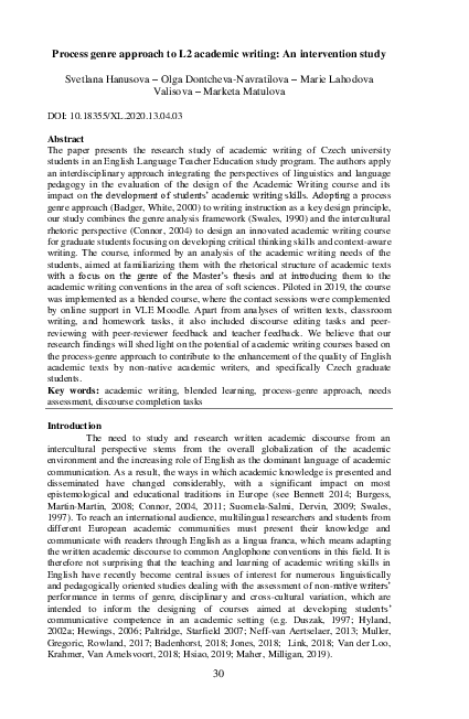 (PDF) Process genre approach to L2 academic writing: An intervention study