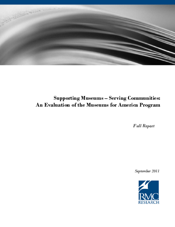 (PDF) Supporting Museums--Serving Communities: An Evaluation of the ...
