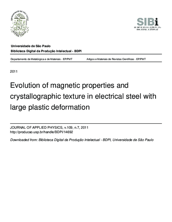 (PDF) Evolution of magnetic properties and crystallographic texture in electrical steel with ...