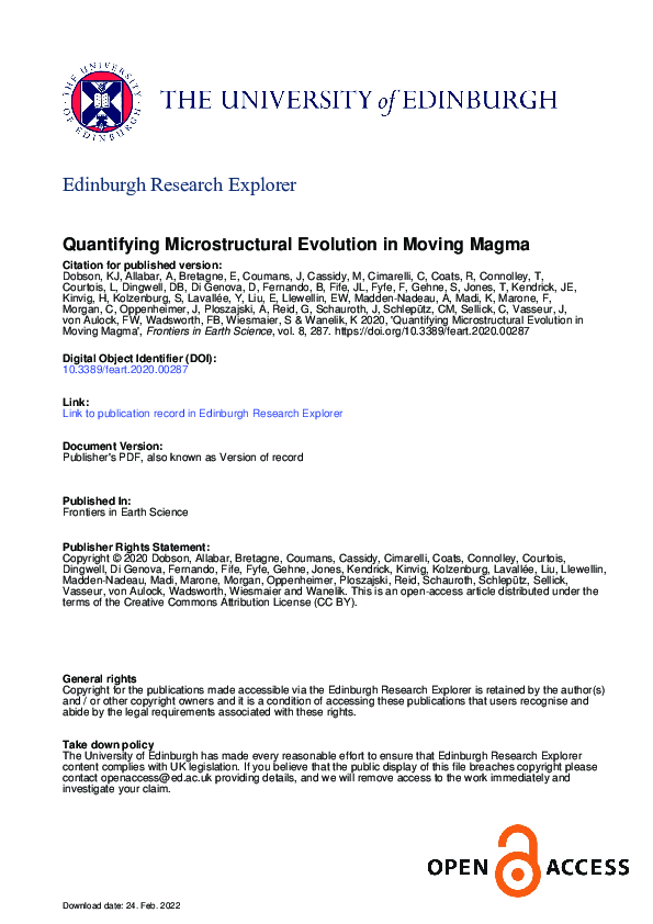(PDF) Quantifying Microstructural Evolution in Moving Magma