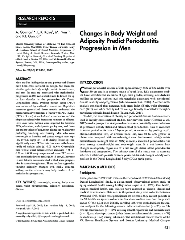 (PDF) Changes in Body Weight and Adiposity Predict Periodontitis ...