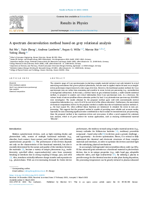 (PDF) A spectrum deconvolution method based on grey relational analysis | Andreas Lambertz ...