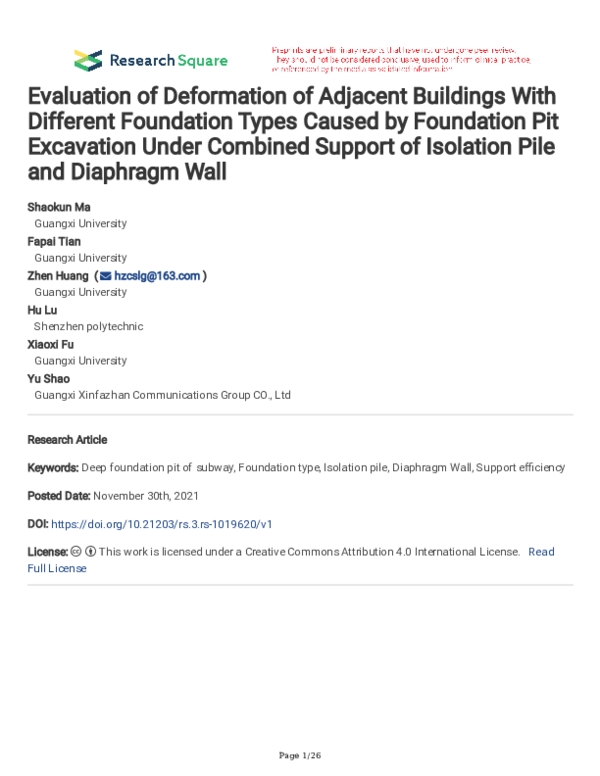 (PDF) Evaluation of Deformation of Adjacent Buildings With Different ...