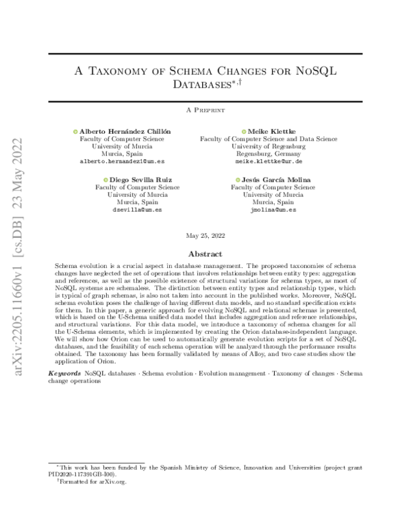 (PDF) A Taxonomy of Schema Changes for NoSQL Databases