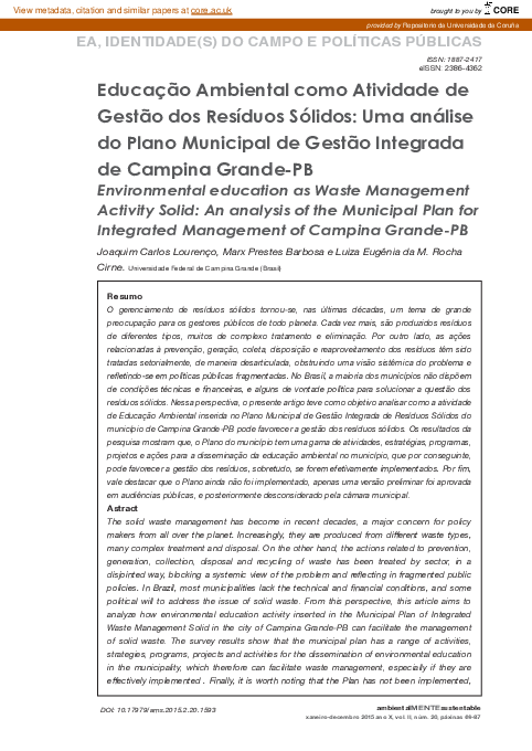 (PDF) Environmental education as waste management activity solid: an ...