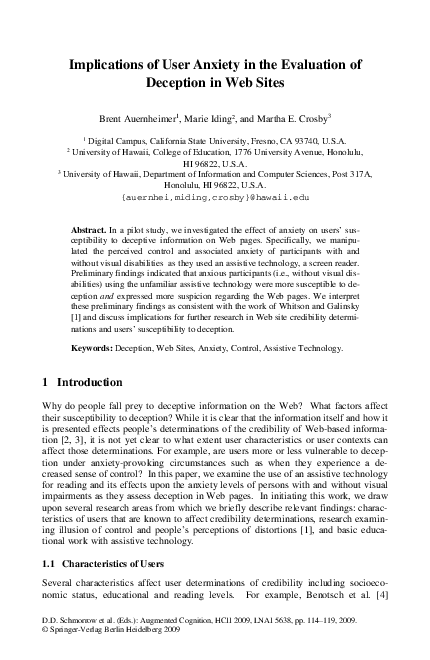 (PDF) Implications of User Anxiety in the Evaluation of Deception in ...