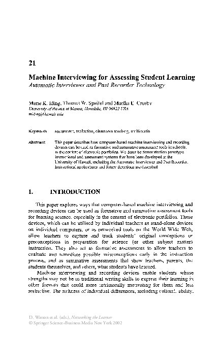 (PDF) Machine Interviewing for Assessing Student Learning
