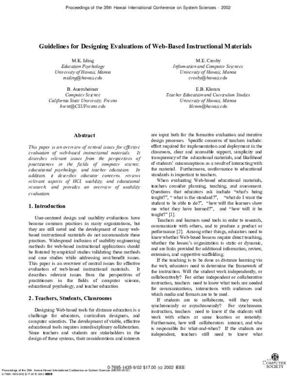(PDF) Guidelines for designing evaluations of Web-based instructional materials