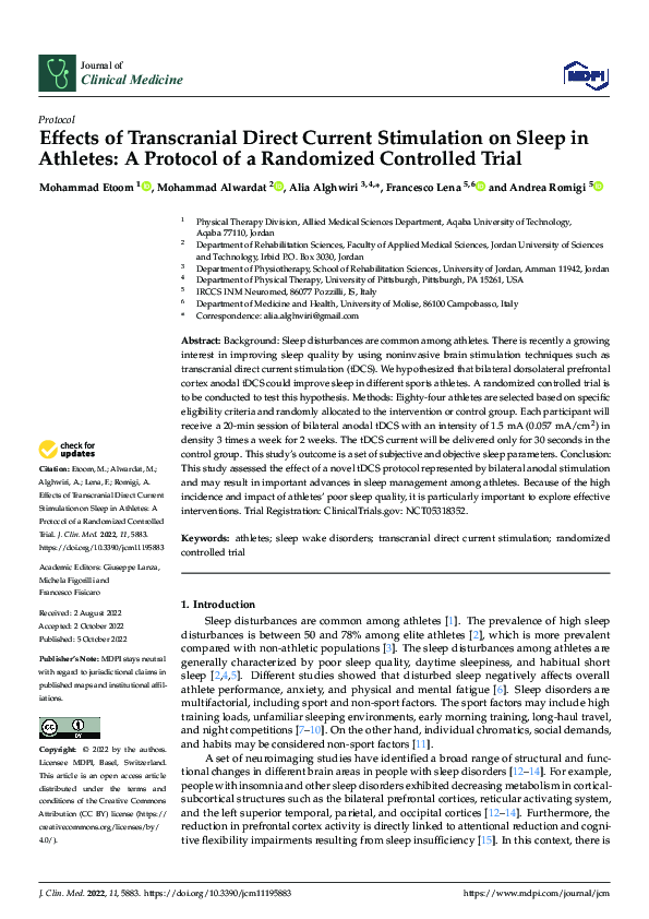 (PDF) Effects of Transcranial Direct Current Stimulation on Sleep in ...