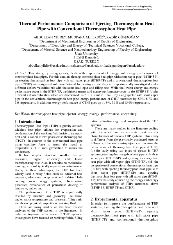 (PDF) Thermal Performance Comparison of Ejecting Thermosyphon Heat Pipe ...